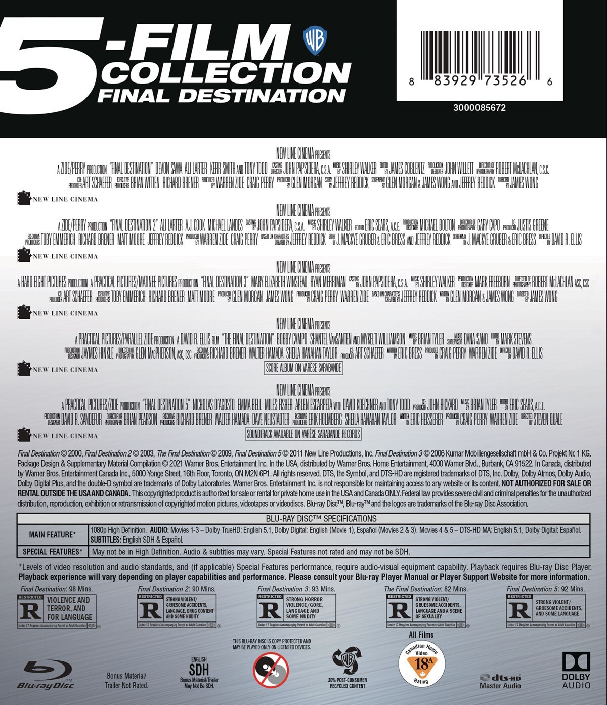 Final Destination 5-film Collection Blu-ray NEW 883929735266 | eBay