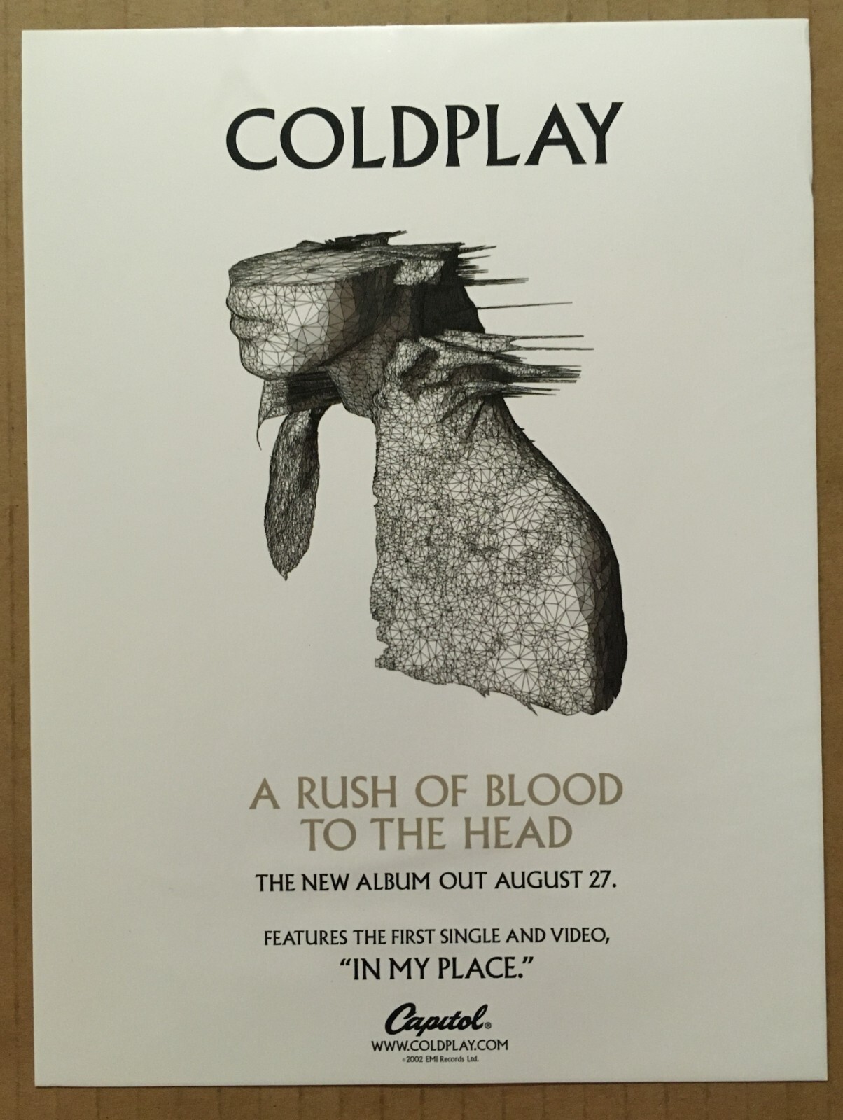 COLDPLAY Vintage 2002 PROMO WINDOW STATIC CLING POSTER w/ DATE for Rush ...
