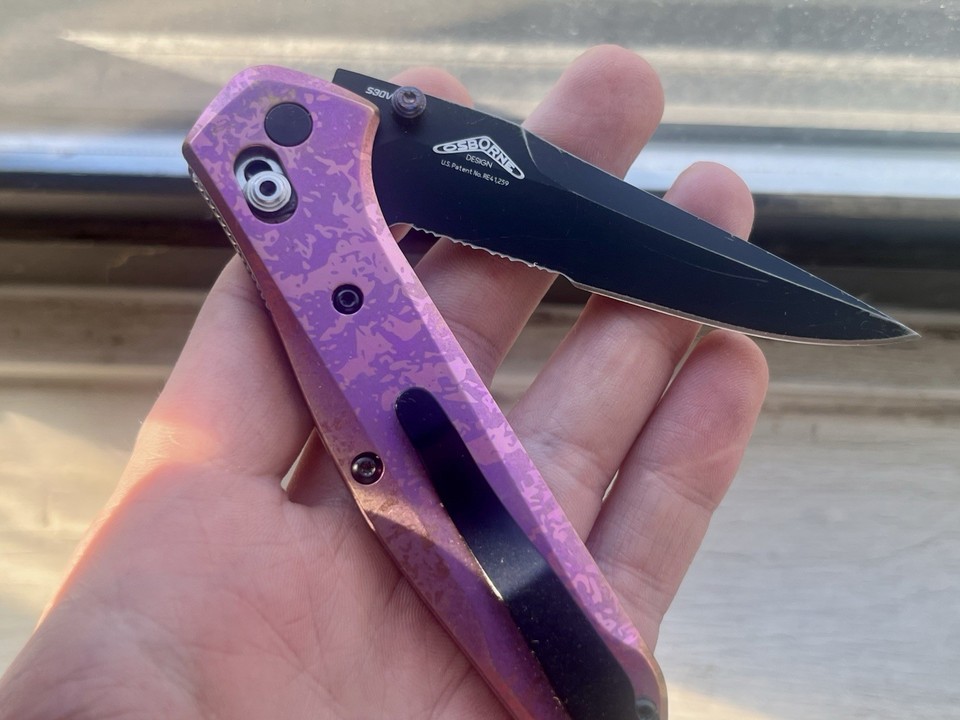 Benchmade 943S Osborne 1/1 Special PURPLE TITANIUM LIMITED RARE, BIKER ...
