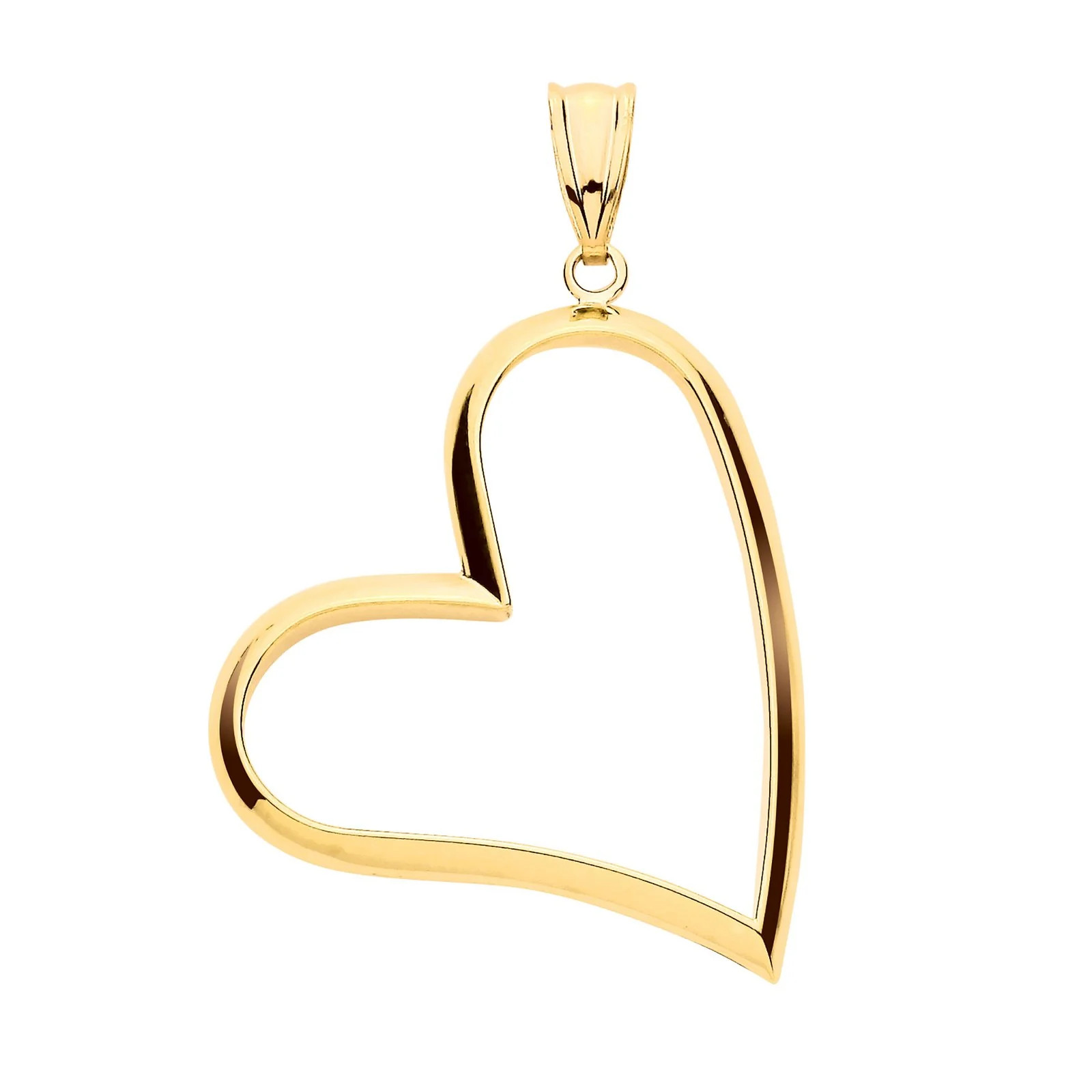 Yellow Gold Cut Out Heart Pendant Fine Jewellery Hand-Finished Classic ...