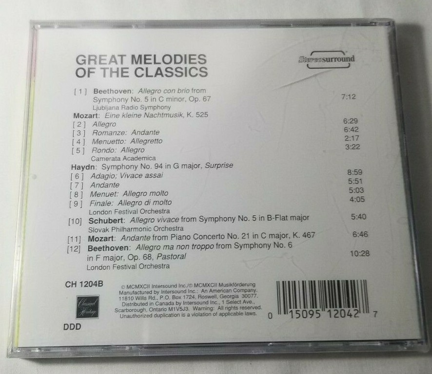 Great Melodies of the Classics by Various Artists (CD, Oct-1994, 4 ...