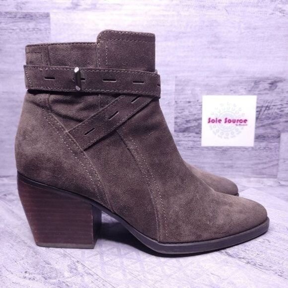 Naturalizer Fenya Western Suede Heeled Ankle Boot Taupe Brown Women's ...