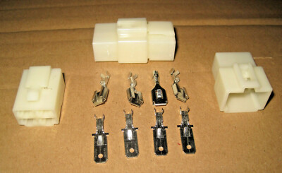 NEW 4 WAY PIN PLUG x 5 CONNECTORS 6.3MM pin SOCKET MOTORCYCLE FITS ...