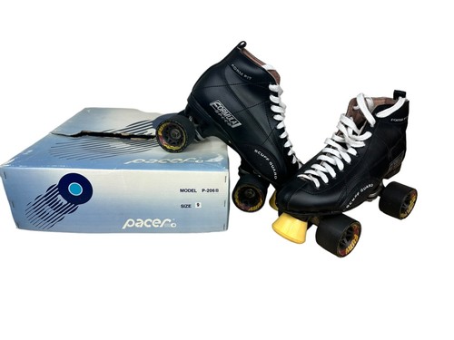 Pacer Mens Sz 9 Formula Speed Roller Skates Quad Cruiser Black Fury GTS ...