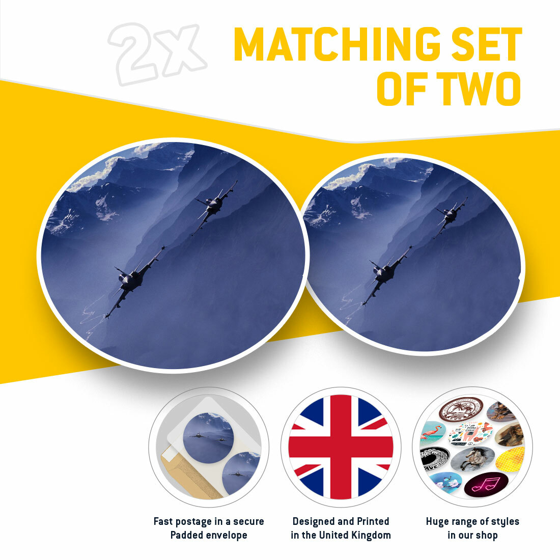 2 x Vinyl Stickers 7.5cm - Air Force Fighter Jets Military Plane Cool ...