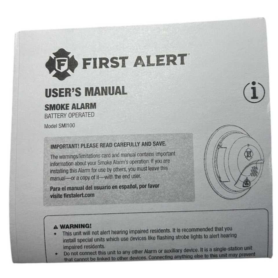 First Alert 9120B/ SMI100-AC Smoke Detector & Alarm, AC Powered Battery ...