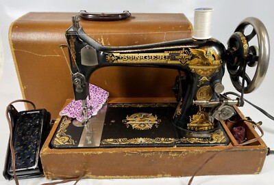 SINGER 1905 Antique Metal EMC Sphinx Victorian Sewing Machine WORKS w ...