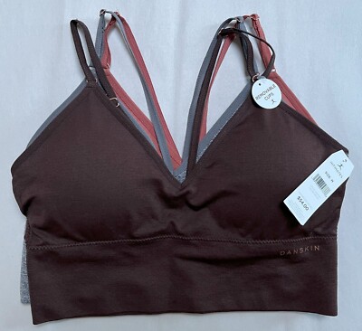 NWT DANSKIN INTIMATES 1 GRAY 1 BROWN 1 MELON W/F SEAMLESS BRA DS2797 ...