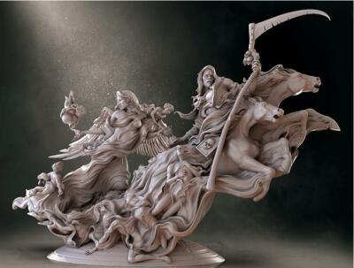 Anime Demon & Beauty Unpainted Model 3D Printed Figures Resin Kits ...