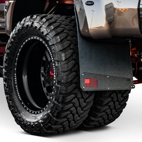 Rek Gen D2004-RD Merica Dually Black Armor Mud Flaps w Hot Rod Red Flag ...