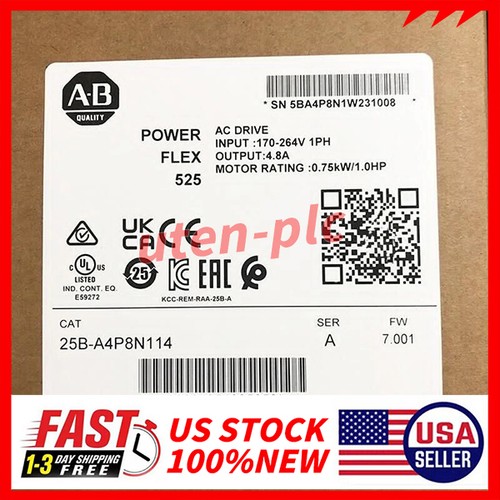1pc New Allen-Bradley AB 25B-A4P8N114 /A PowerFlex 525 AC Drive 0.75kW ...