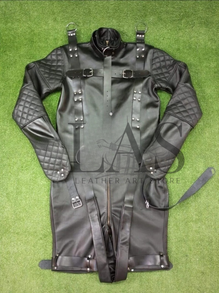 Black Leather Straitjacket – Full Restraint Bondage Jacket with Straps ...