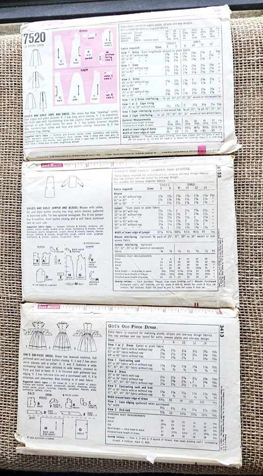 1960s Simplicity Girls Sewing Patterns Dresses 3413, 7520, 6155 | eBay