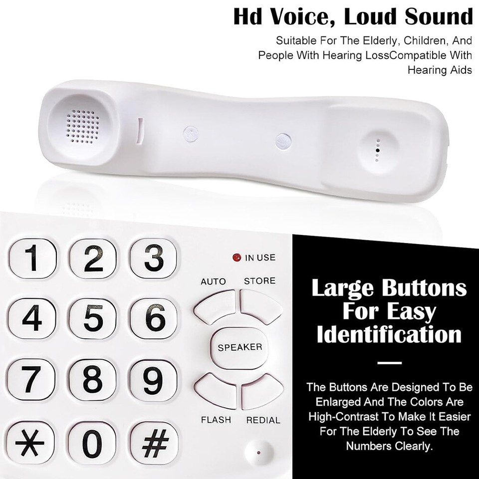 Big Button Phone 9 Piction Amplified Photo Memory Landline Phone for ...