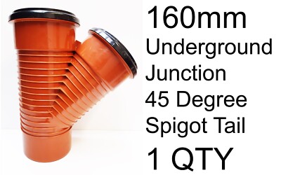 160mm Underground Drainage 45 Degree Junction Spigot Tail HUNTER DS430 ...