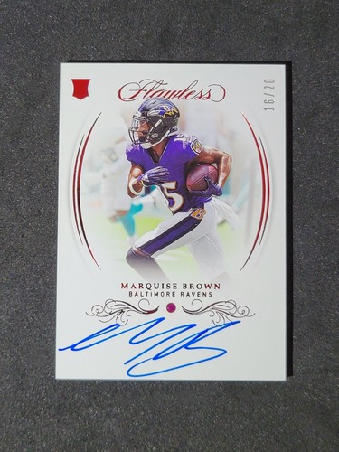 2019 Panini Flawless Marquise Brown Ruby RC Auto /20 Rookie Gem ...