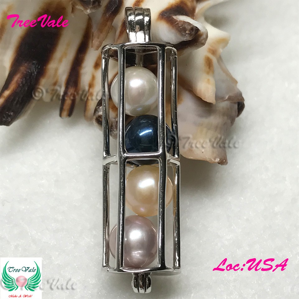 Fairy Tube - Solid 925 Sterling Silver - Locket Pearl Cage Pendant ...