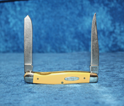 Schrade Walden Everlastingly Sharp Pocket Knife Yellow Muskrat Handle ...