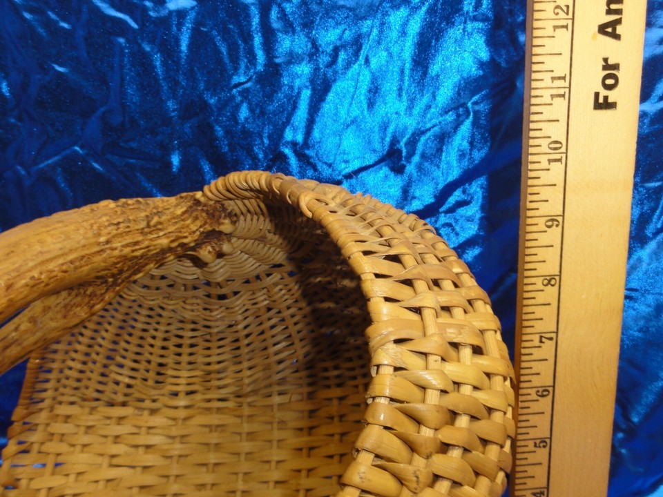 Handmade Deer Antler and Wicker Basket by Nancy Hoffman Large Size | eBay
