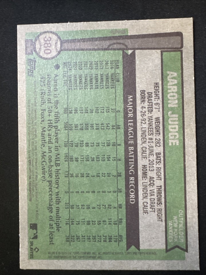 2025 Topps Heritage Aaron Judge #380 Bat Flipped Variation New York ...