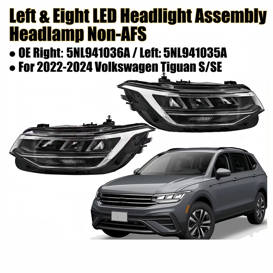 Fits 2022-2024 Volkswagen Tiguan S/SE LED Headlight W/O AFS Driver ...