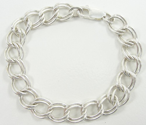 Sterling Silver Double Link Bracelet Prochain Flexible Lobster Claw 7 1 ...