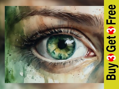 Expressive Human Eye Watercolor Art Print 5" x 7" - Intimate Portrait ...