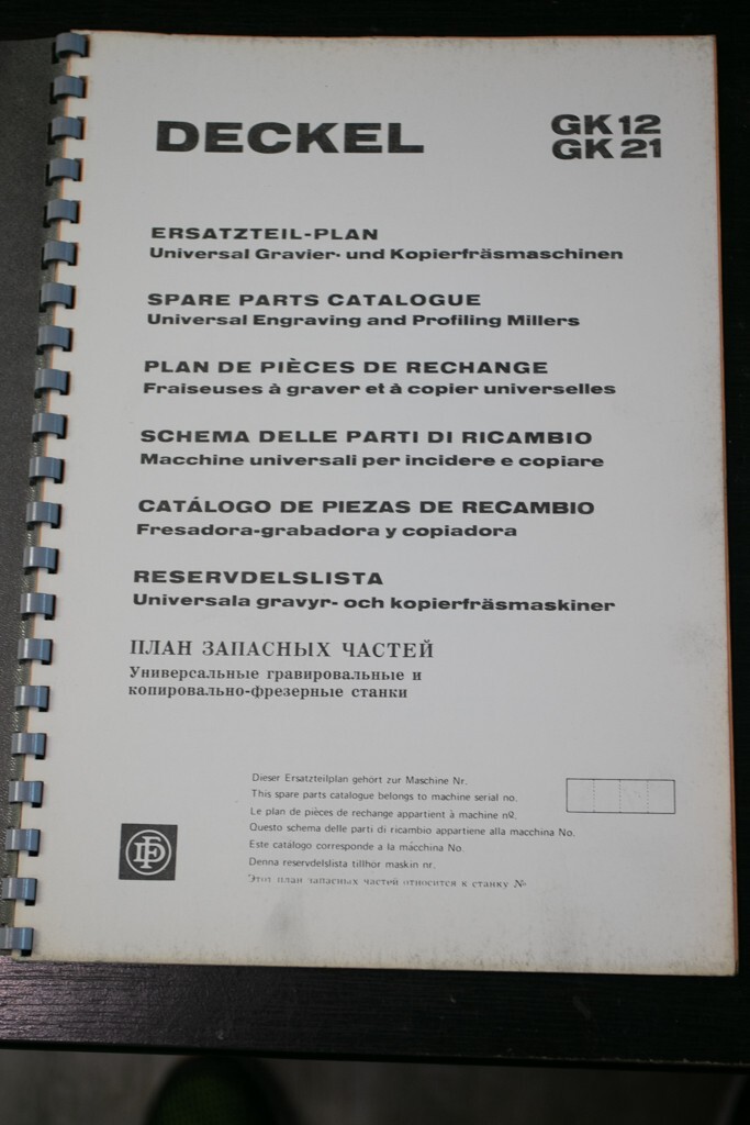 Deckel GK-12 GK-21 Universal Engraving and Profiling, Spare Parts ...