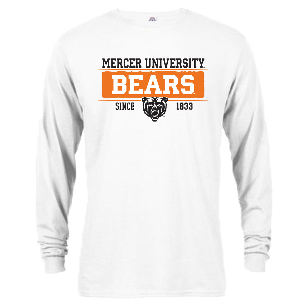 Mercer University Bears MU Since 1833 Bar Mascot Logo Long Sleeve T ...