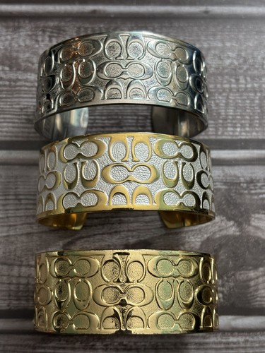 COACH Wide Cuff Bracelet Set of 3 Signature Open Cuffs 7 Inch | eBay