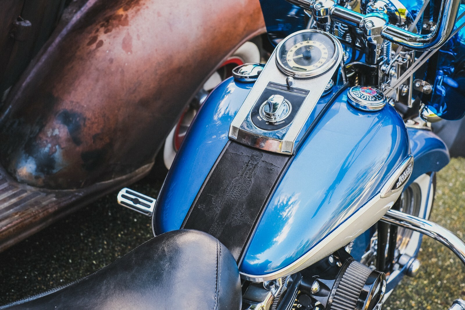 Harley Davidson Leather Fuel Gas Tank Panel Bib Black Old School ...