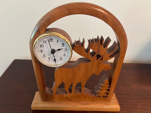 Wood Moose Clock battery operated 10" H x 8.5"W | eBay