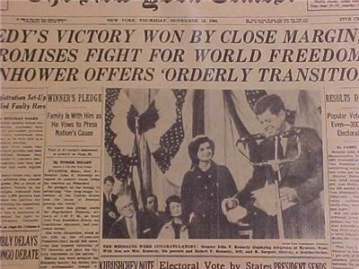 VINTAGE NEWSPAPER HEADLINES ~ JFK JOHN F KENNEDY VICTORY WINS US ...