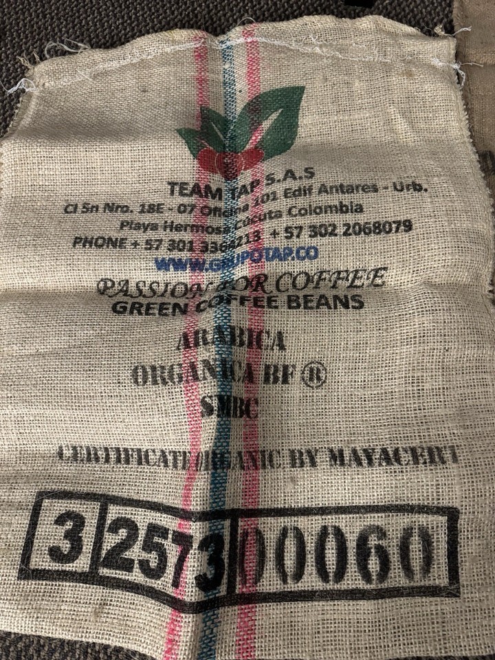 Assorted Burlap Jute Coffee Bean Bags Sacks-Lot Of (3) *See Pics ...