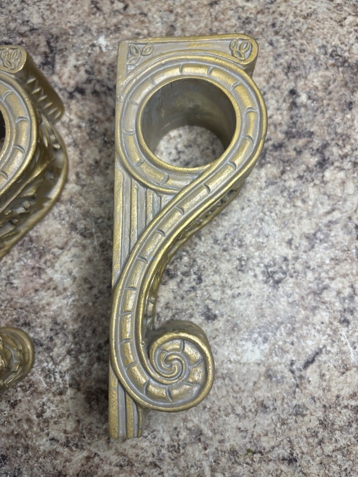 Vintage Set of 2 DRAPERY SCONCES Plaster Corbel Curtain Rod Holders | eBay