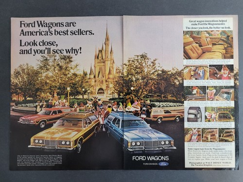 Ford Wagons At Disney World-Disney Characters-2 Pages-Print Ad | eBay