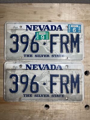 Nevada License Plate Pair The Silver State 396-FRM 1995 | eBay