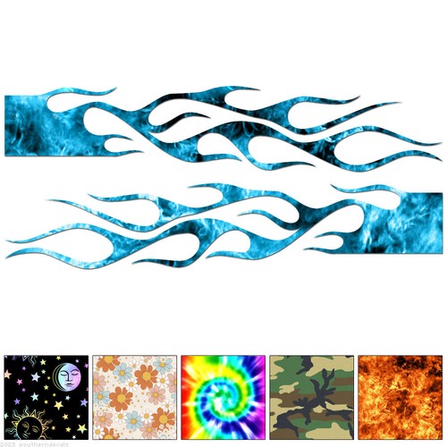 Pair Flames Fire - Decal Sticker - Multiple Patterns & Sizes - ebn7328 ...