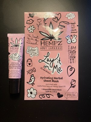 Hempz "Sheet Faced Sheet Mask & Herbal Lip Gloss Balm - 2 Piece Set ...