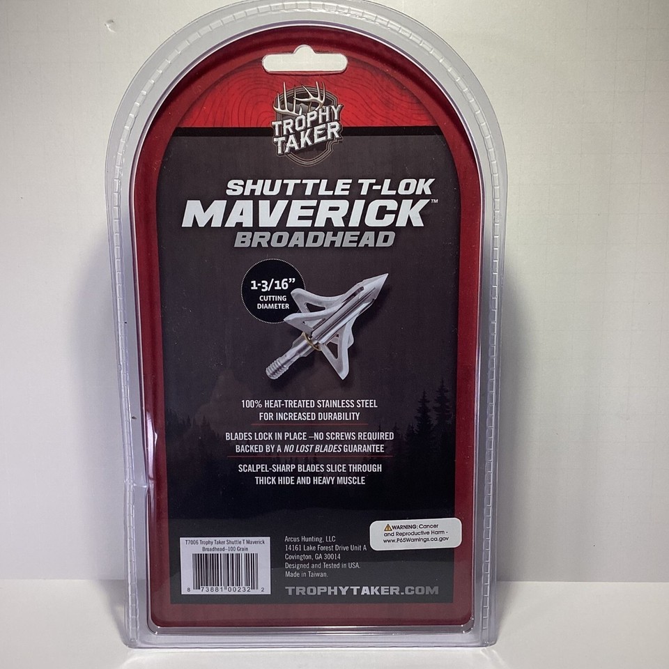 Trophy Tacker Shuttle T-Lock Broadhead 100 Grain 3 1/2 " Cutting ...
