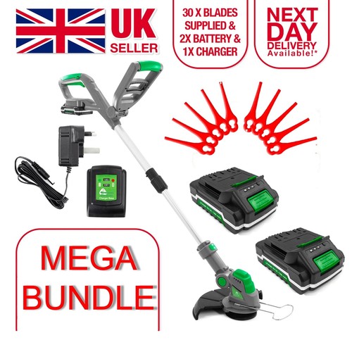 18V ELECTRIC GRASS TRIMMER CORDLESS STRIMMER - 2 BATTERIES INCLUDED 30 ...