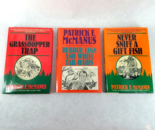 Lot Of 3 Patrick F McManus Hardcovers - Gift Fish, Grasshopper, Rubber ...