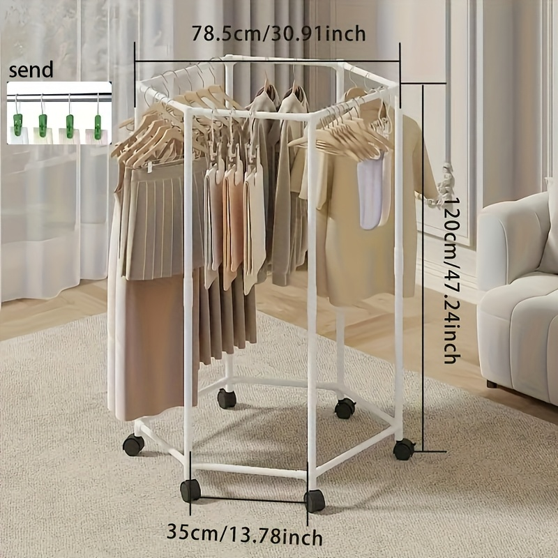 Compact Hexagonal Clothes Drying Stand - Durable Metal Base - Upright ...