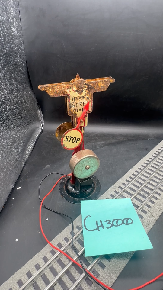 Marx High Speed Trains Banjo Stop Sign #417 Black Base O-Scale WORKS ...