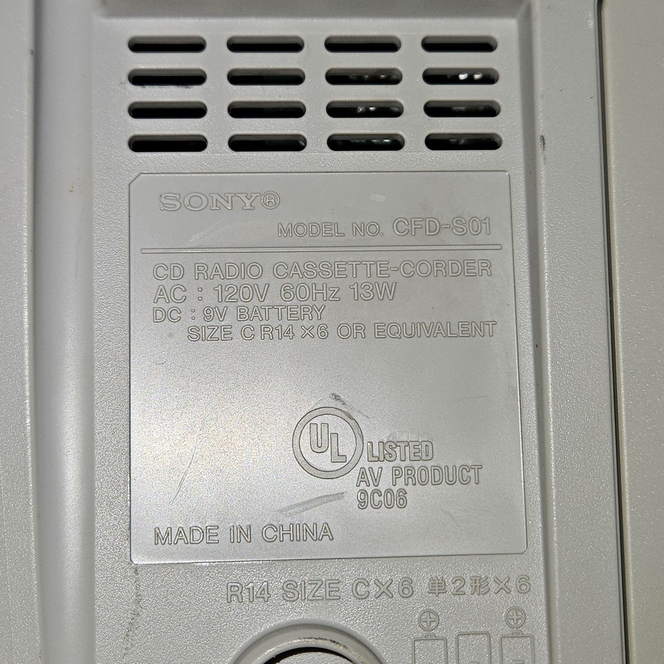 Sony CFD-S01 AM/FM Radio Cassette Recorder CD Player Boombox | eBay