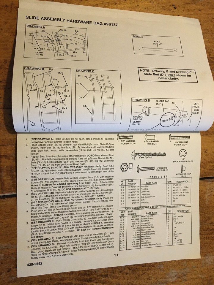 Hedstrom Swing Set Model No 4-6509 Owner's Manual 1996 | eBay