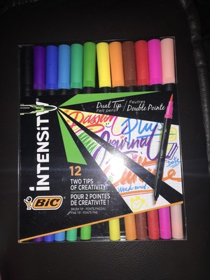 Bic Intensity Dual Tip Felt Pens With Brush & Fine Tips 12 pack ...