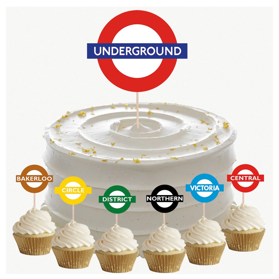 London Underground Cupcakes Cake & Party Food Decorations Picks Toppers ...