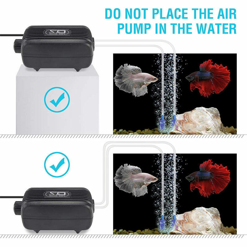 Aquarium Fish Tank Air Pump Quite Silent Flow Oxygen Bubbles Stone ...
