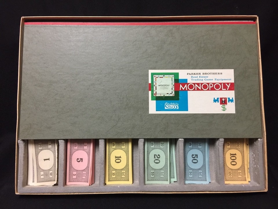 1964 Red Box Monopoly Board Game Parker Bros All Pieces Metal Players ...